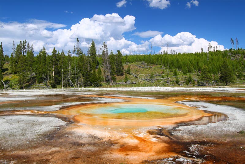Blue Hot Spring Pool, Yellowstone, Wyoming Stock Image - Image of ...