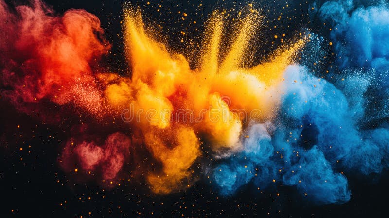 Chromatic Powder Explosion Vivid Hues and Dynamic Particle Scatter on ...