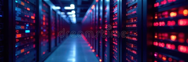 Chromatic Server Arrays in a Modern High-tech Data Center Server Technology Infrastructure Stock ...