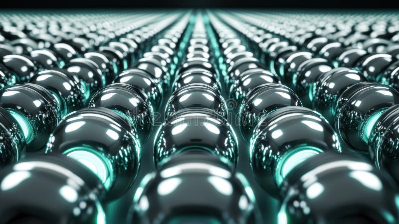 Chromatic Spheres: a Grid of Reflective Metal Orbs with Subtle Teal ...