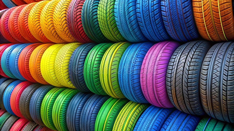 Chromatic Tire Stacks: a Visual Feast of Color and Form AI Generated ...