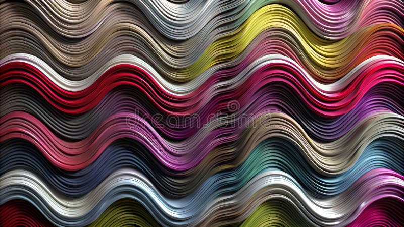 Chromatic Wave Composition Abstract 3D Sine Curves Stock Illustration ...