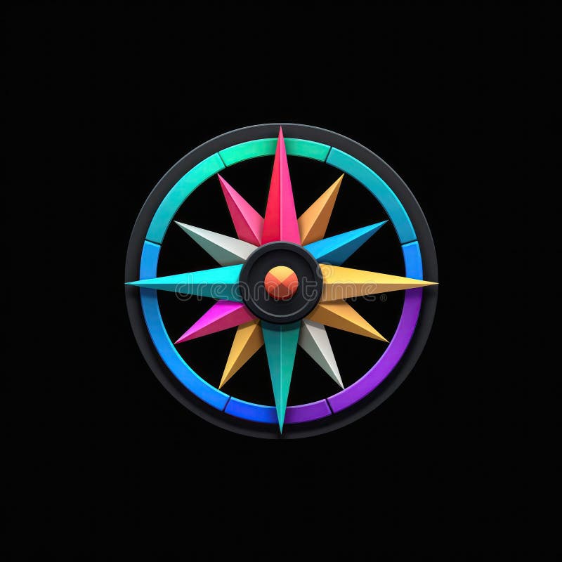 Chromatic Wayfinder a Compass Icon with a Circular Design Featuring ...