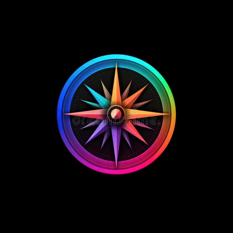 Chromatic Wayfinder a Compass Icon with a Circular Design Featuring ...