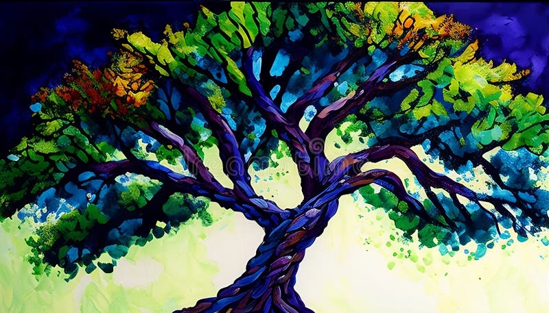 Chromatic Wisdom: a Tree of Knowledge, Made with Generative AI Stock ...