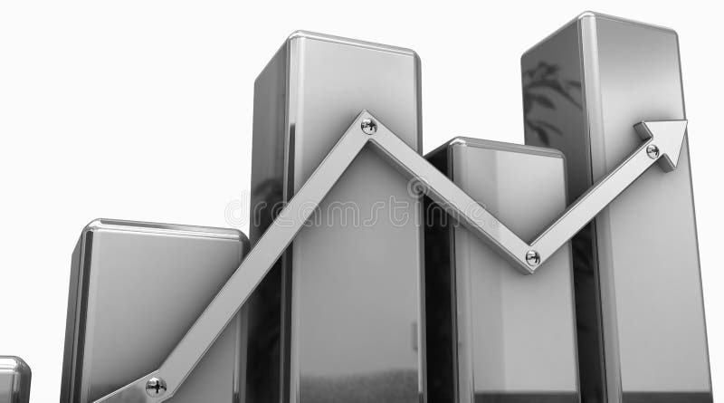 Chrome 3d graph with arrow stock illustration. Illustration of finance ...