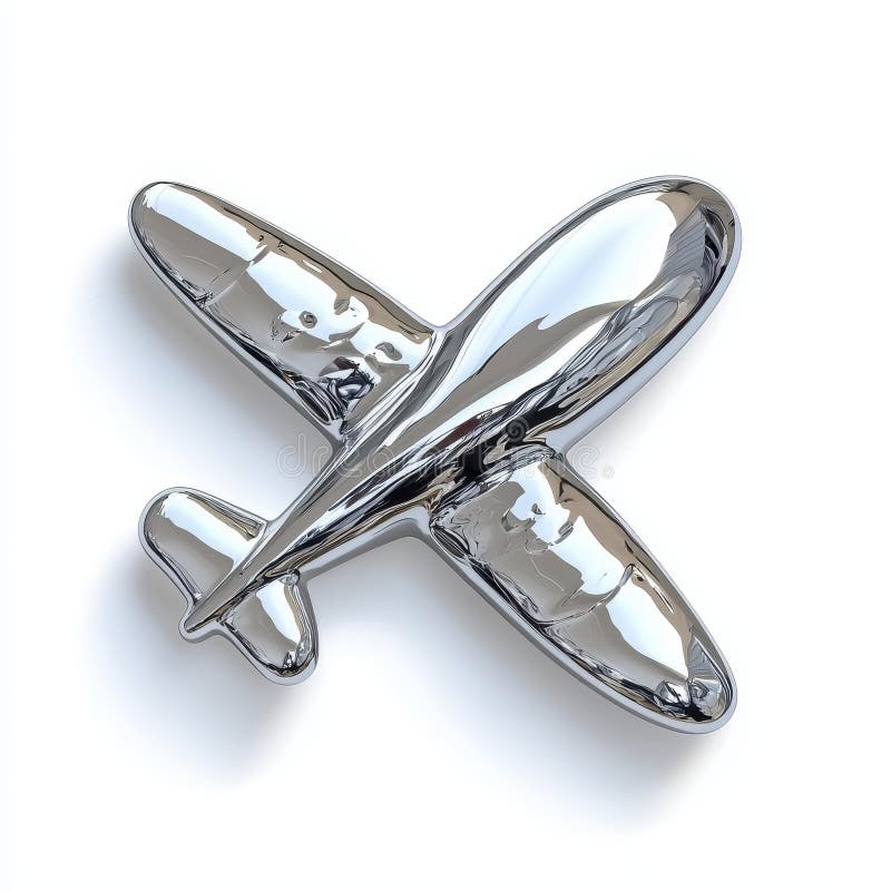 Chrome Airplane Model on White Background Stock Illustration ...