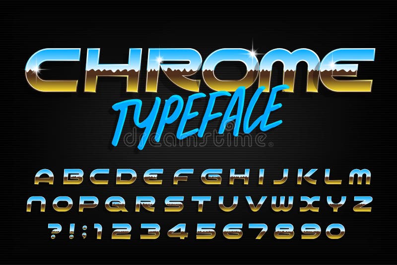 Chrome Alphabet Font. Chrome Effect Modern Letters and Numbers Stock ...