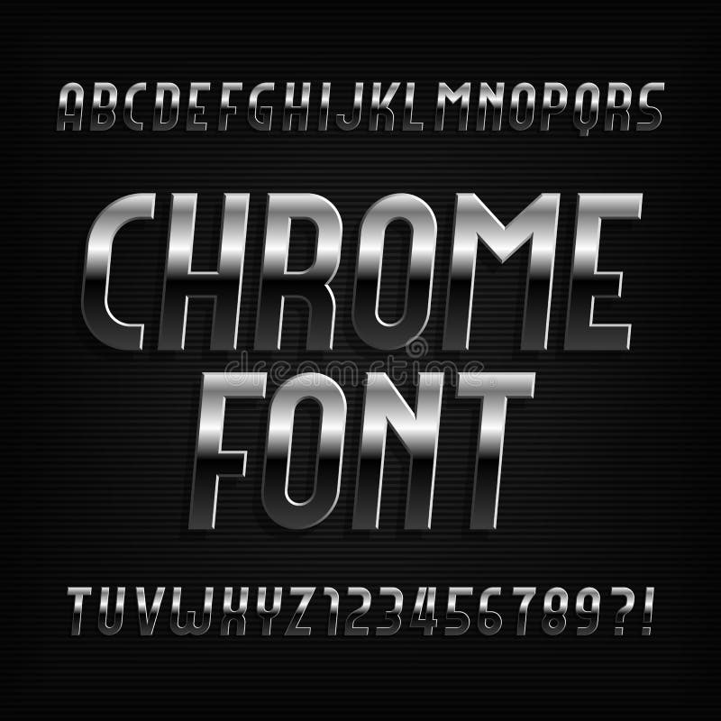 Chrome Alphabet Font. Metallic Effect Oblique Letters. Stock Vector ... Chrome Alphabet Font. Metallic Effect Oblique Letters. Stock Vector ...