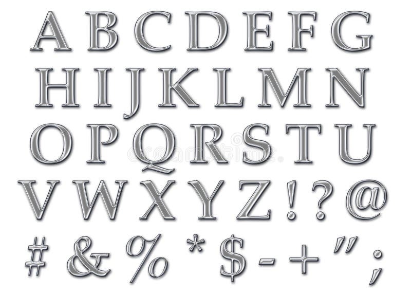 Chrome Alphabet Uppercase stock illustration. Illustration of ...