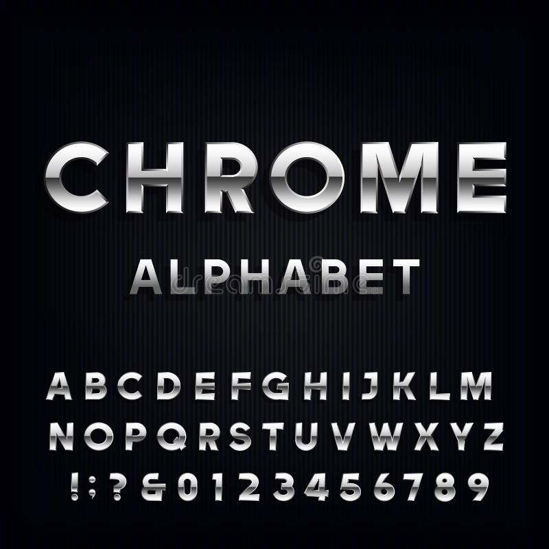 3D Chrome Alphabet Font. Metallic Letters and Numbers with Shadow ...