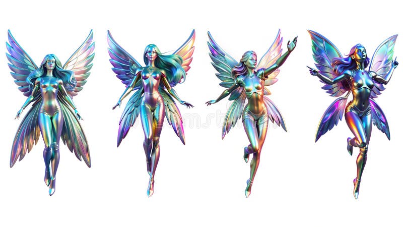 Chrome Angels Fairy on a White Background Stock Illustration ...