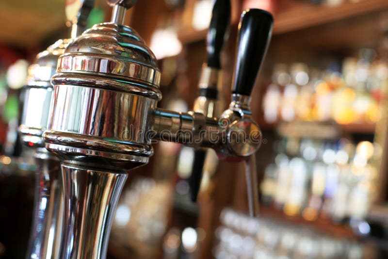 Chrome beer taps stock image. Image of retro, glare, cafe - 70900153