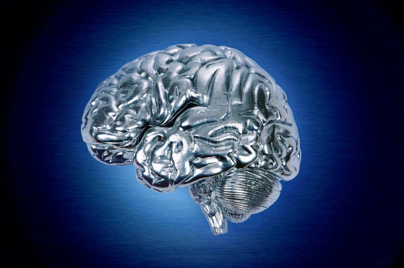 Chrome brain profile stock photo. Image of metal, disposition - 2676794
