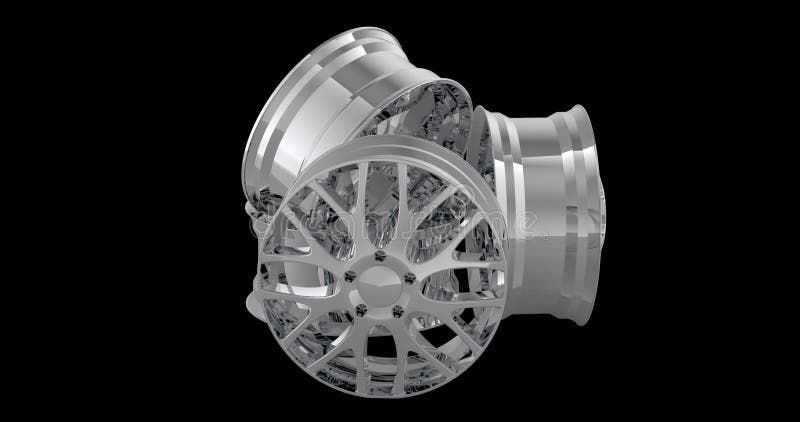 Chrome Car Alloy Tyre Rims, Rotation Animation, Seamlessly Loopable. 3D ...