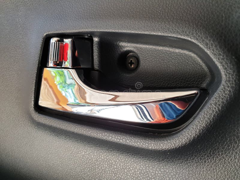 Chrome Car Inside Door Handle Stock Image - Image of clean, function ...