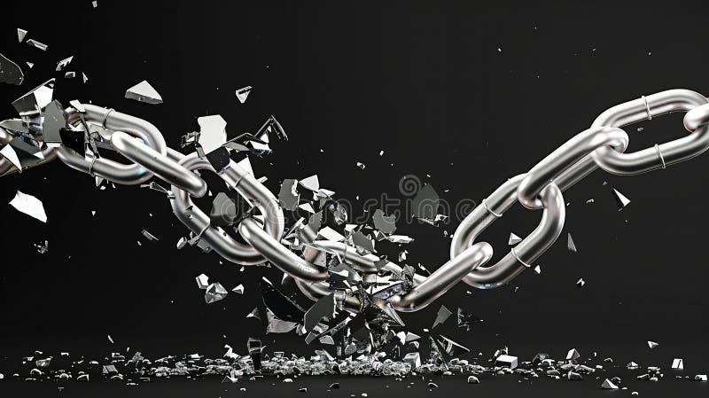 Chrome Chain in Middle with Red Paper Clip. Stock Photo - Image of team ...