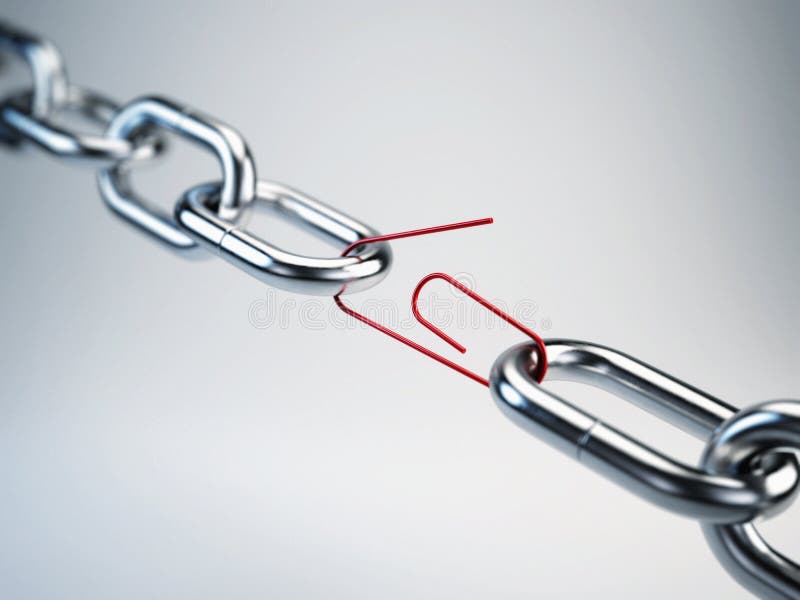 Chrome Chain with a Red Link Clip Stock Illustration - Illustration of ...