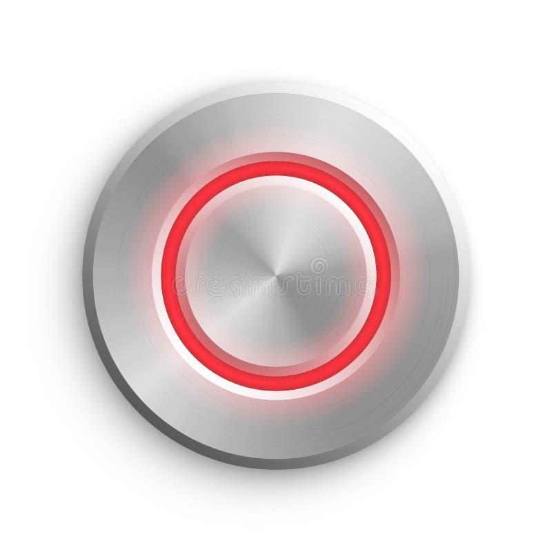 Chrome Circle Button Set. Metal Silver Round 3d Icons Vector ...