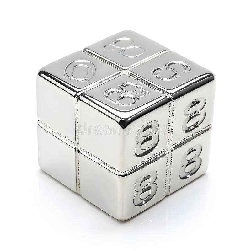 Chrome Cube Isolated on White Background Stock Illustration ...