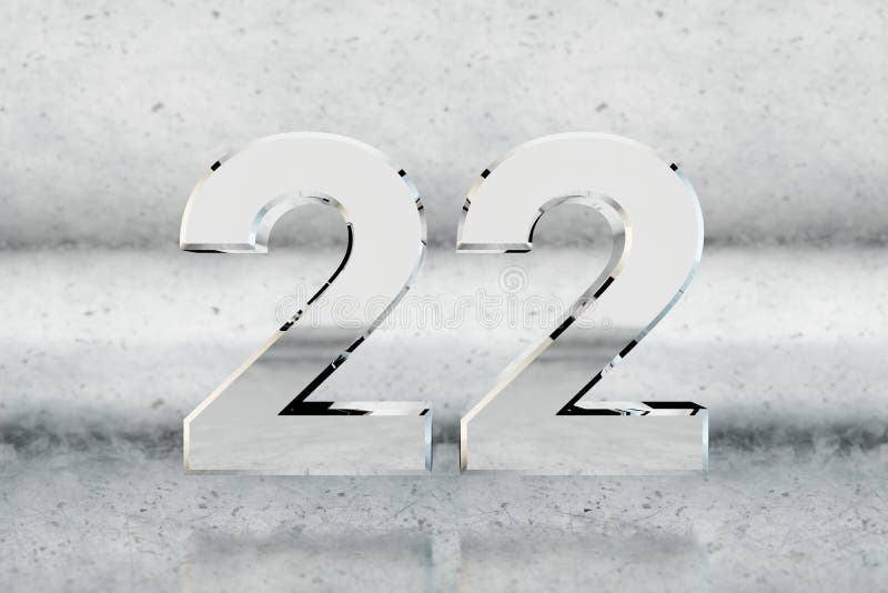 Chrome 3d Number 22. Glossy Chrome Number on Scratched Metal Background ...