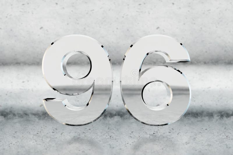 Chrome 3d Number 96. Glossy Chrome Number on Scratched Metal Background ...