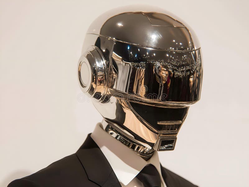 Chrome Daft Punk Robot Close Up Reflective Surface and Sharp Lines ...