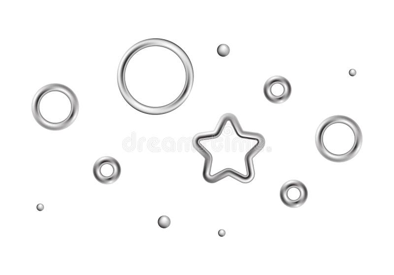 Chrome Decorations Metallic Star Circles Design Elements Stock Vector ...