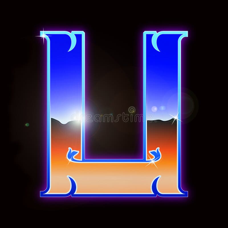 Chrome Decorative Font.Custom Letter on Black Background. Stock Image ...