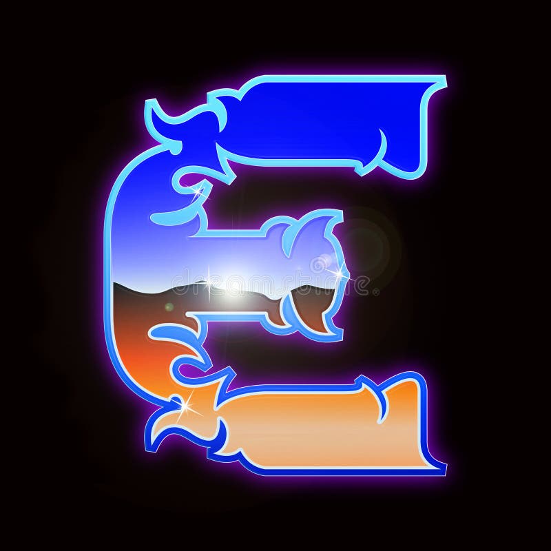 Chrome Decorative Font.Custom Letter on Black Background. Stock Image ...