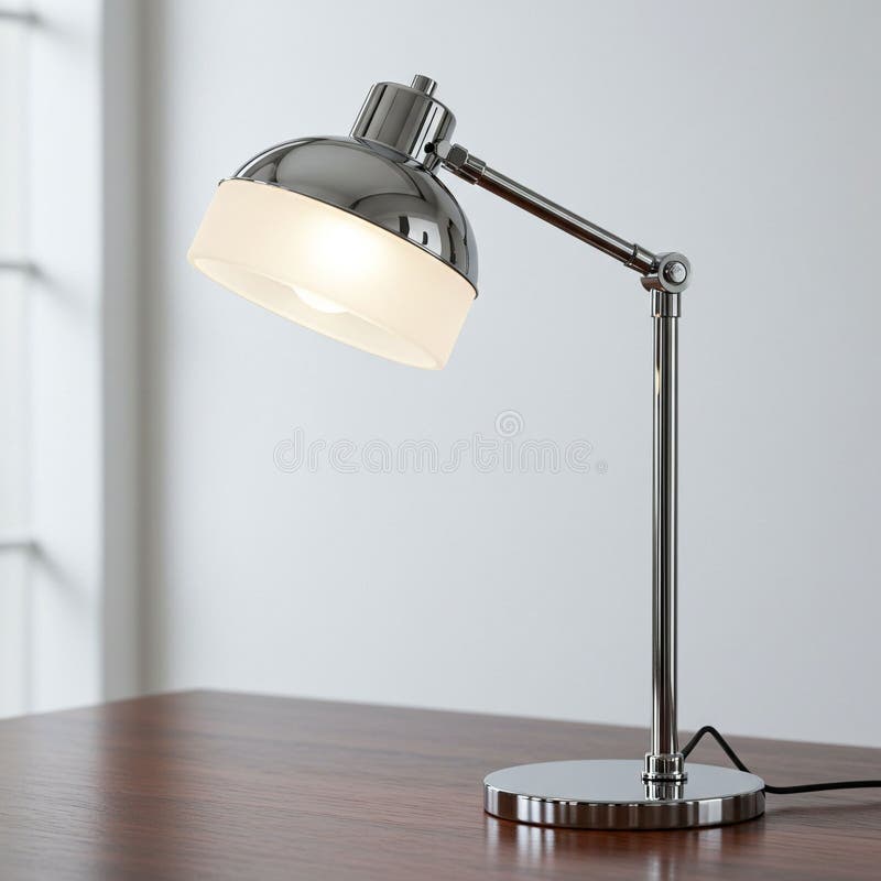 Chrome Desk Lamp with a Modern, Adjustable Design Featuring a ...