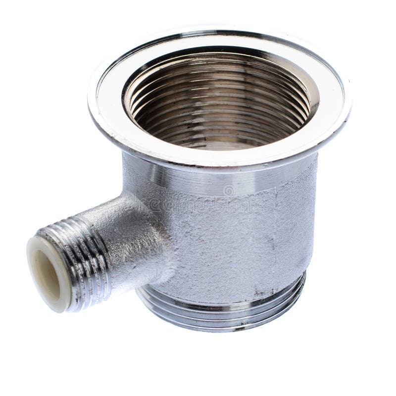 Chrome Drain Pipe Isolated on White Stock Photo - Image of system ...