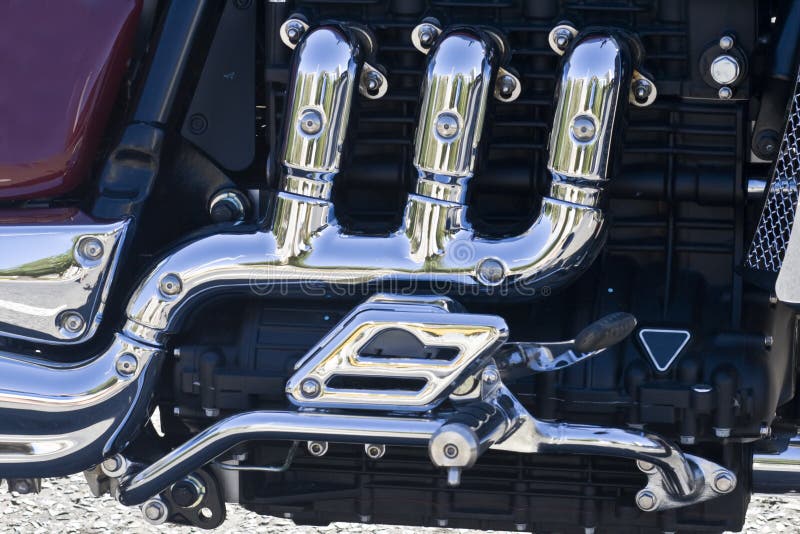 Chrome exhaust manifold stock photo. Image of cycle, transportation ...