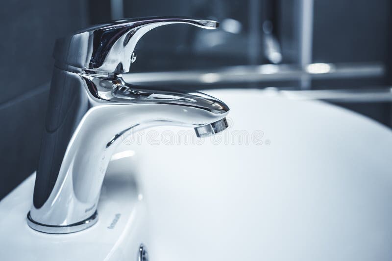 Chrome Faucet Washbasin. Water Tap. Stock Photo - Image of drink, white ...