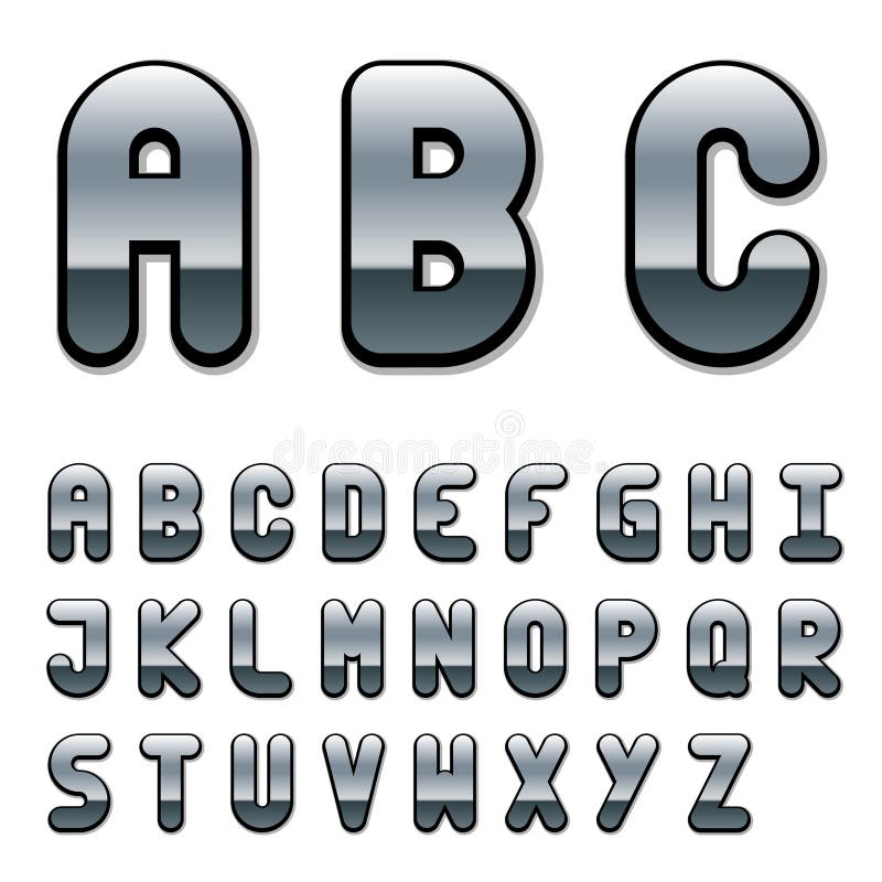 Chrome Font Alphabet Royalty Free Stock Image - Image: 22506476