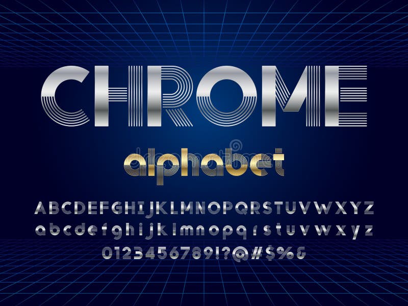 Chrome font stock vector. Illustration of typography - 205879262