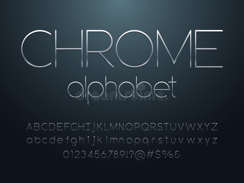 Chrome font stock vector. Illustration of typography - 205879262 Chrome font stock vector. Illustration of typography - 205879262