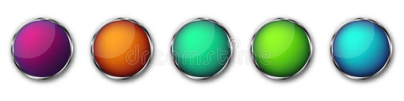Chrome Frame Buttons. Vector Illustration. Set of Round Buttons Stock ...