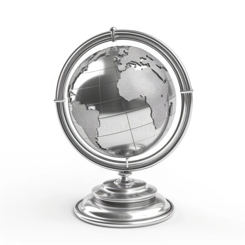 Elegant Silver Globe: a Symbol of Global Exploration Stock Illustration ...
