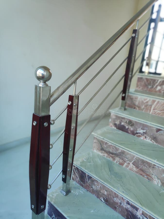 Chrome Handrail in a Modern Hotel.modern Design of Handrail Stock Image ...