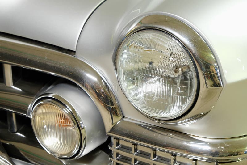 Chrome headlight old car stock photo. Image of classic - 89792632