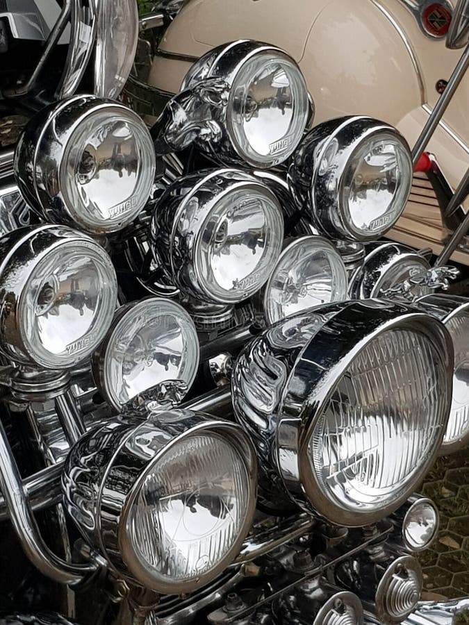 Chrome Lights on a Scooter. Editorial Stock Photo - Image of lambretta ...