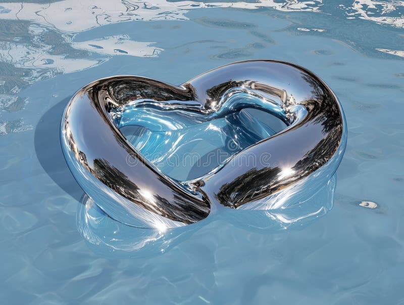 Chrome Heart-shaped Float in a Swimming Pool Stock Illustration - Illustration of chrome, clean ...