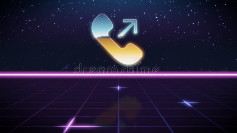 Synthwave Retro Design Icon of Phone Stock Illustration - Illustration ...