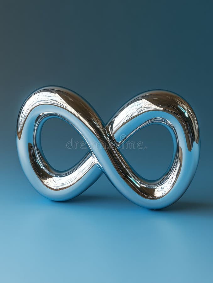 Chrome Infinity Symbol on Blue Background Stock Photo - Image of loop ...