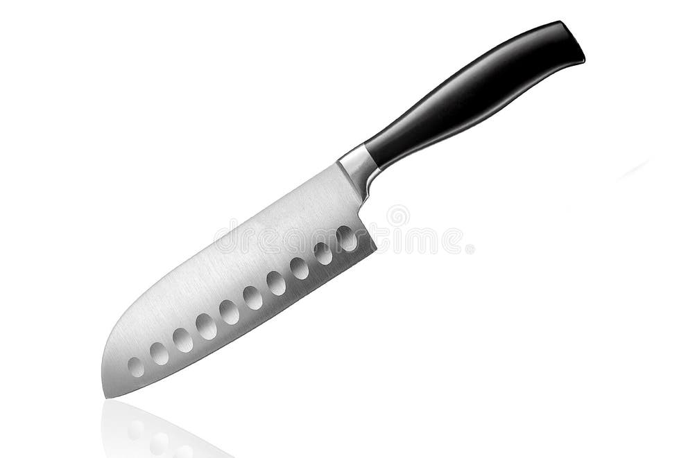 Chrome Kitchen Knife with Stitching on the Blade on the Table with ...
