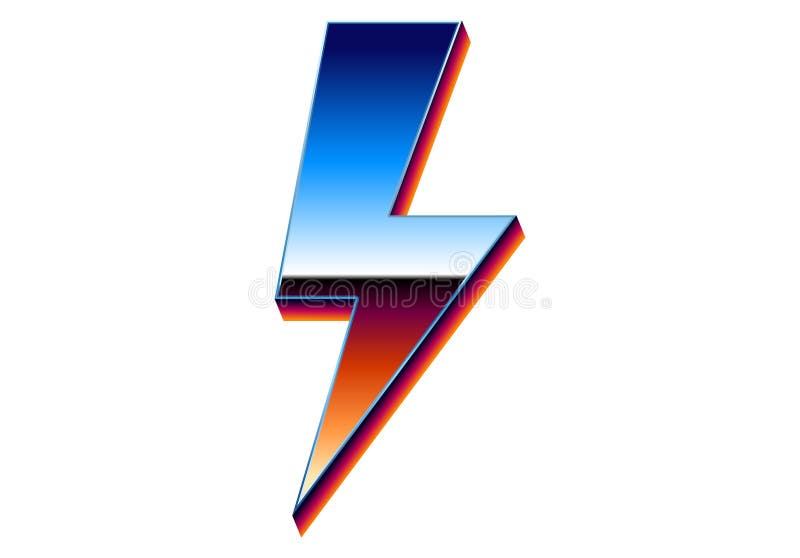 Chrome Lightning Sign in 80s Synthwave Style. Isolated Retrowave ...