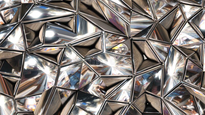 Chrome Metal Background, Shiny and Lustrous Metal Triangles Pattern ...