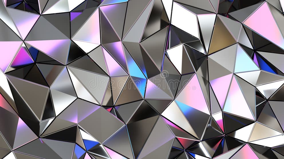 Chrome Metal Background, Shiny and Lustrous Metal Triangles Pattern ...