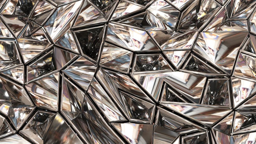 Chrome Metal Background, Shiny and Lustrous Metal Triangles Pattern ...